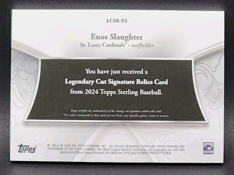 2024 Topps Sterling Legendary Cuts Signature Relics Enos Slaughter 1of1 ...