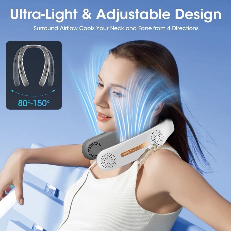 Neck Fan 4 Turbo 6000mAh Portable Neck Fan 360°Cooling Airflow ...