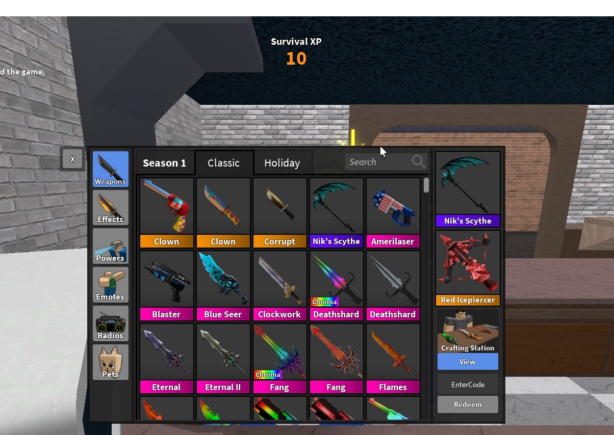 Roblox account Every mm2 item in the game (Niks scythe,all chromas ...