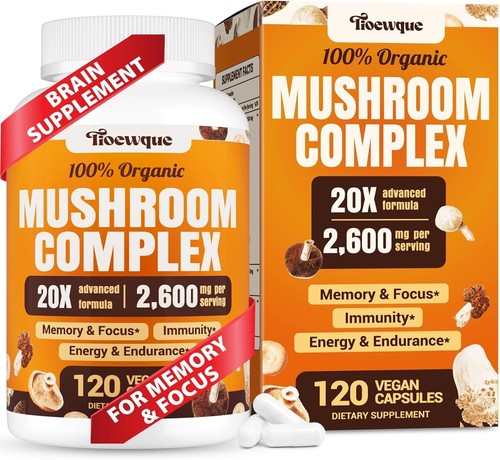 Mushroom Supplement, Brain Supplements for Memory and Focus, 20 in 1 ...
