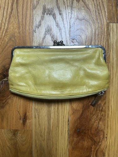 Hobo Intern Lauren Wallet Clutch Yellow Leather Kiss Lock Frame Zip ...