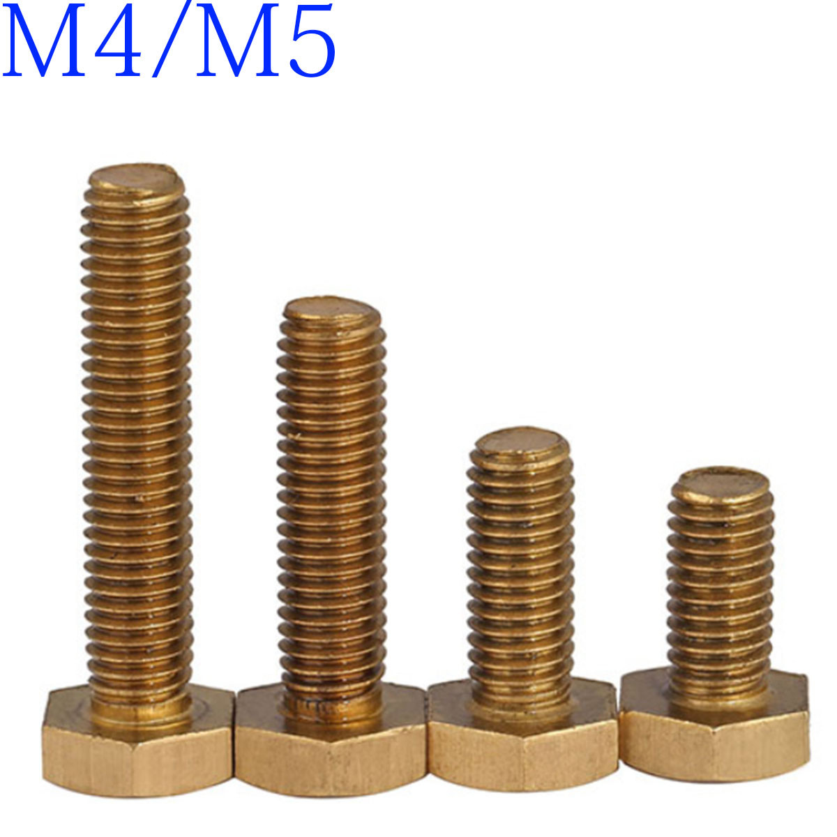 M4 M5 Solid Brass Hex Head Cap Screws Bolt Hex Tap Bolts Full Thread ...
