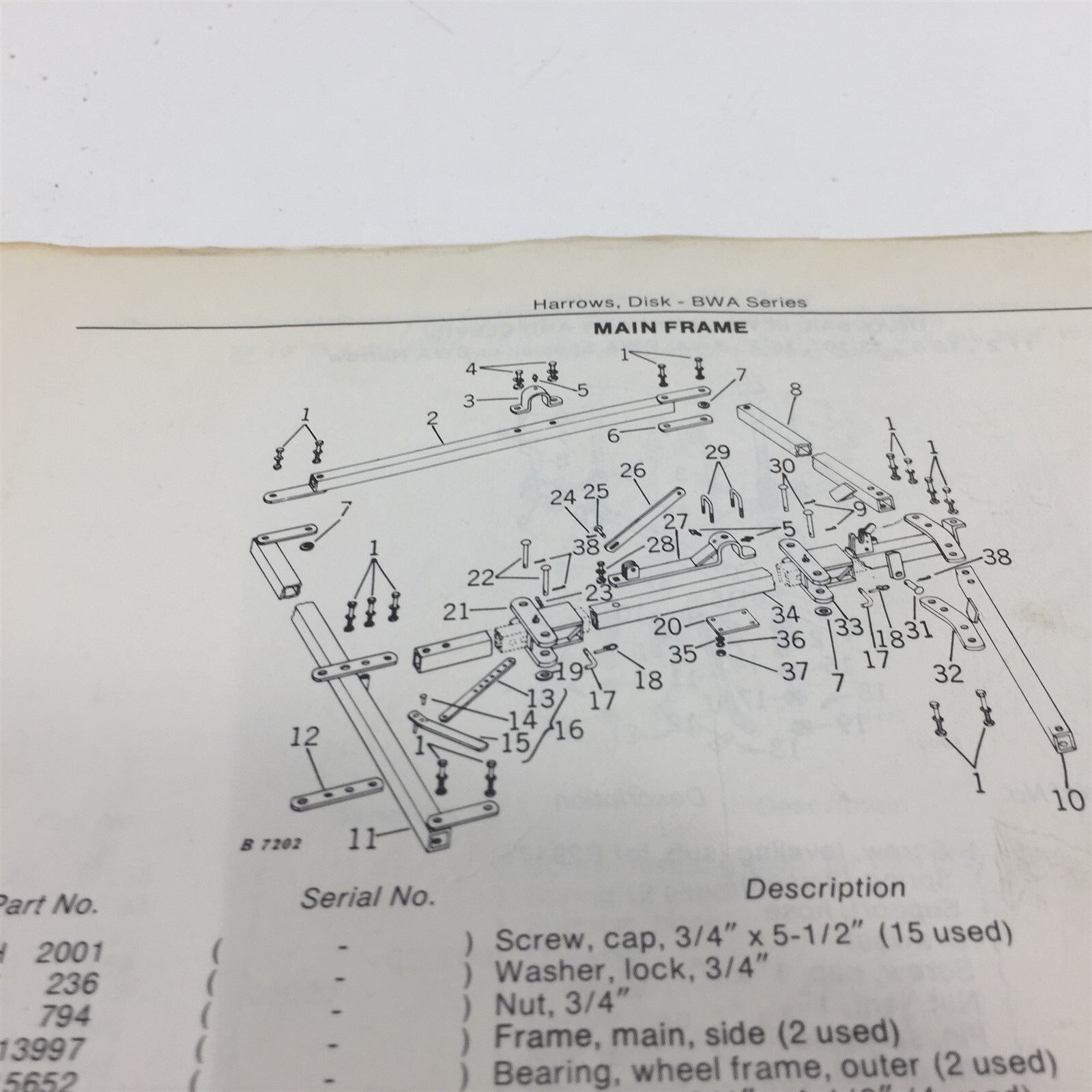 Genuine John Deere BWA Disk Harrows Parts Catalog PC-1094 Dealer 1977 ...