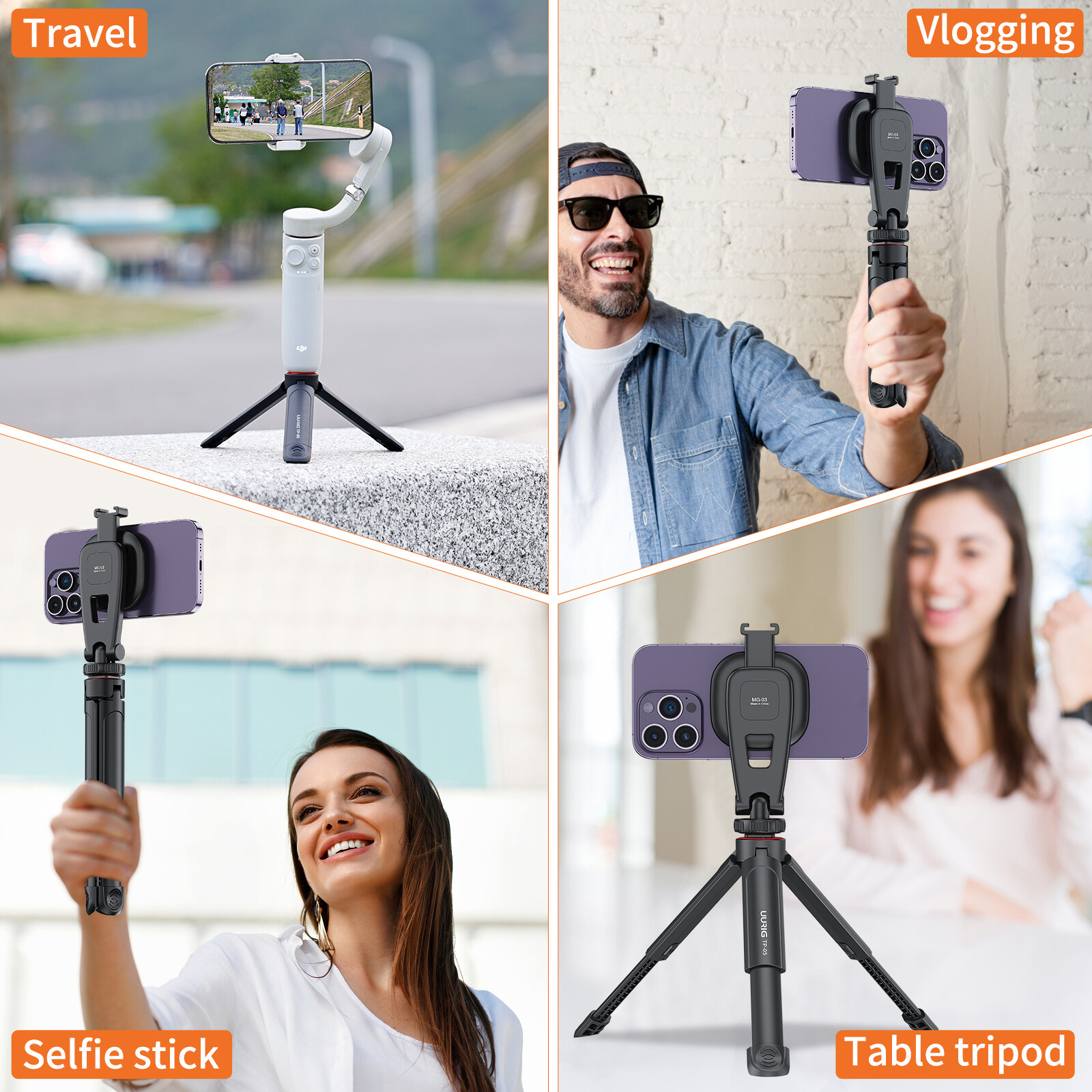 UURIG Universal Extendable Table Tripod Selfie Stick Adjustable Height ...