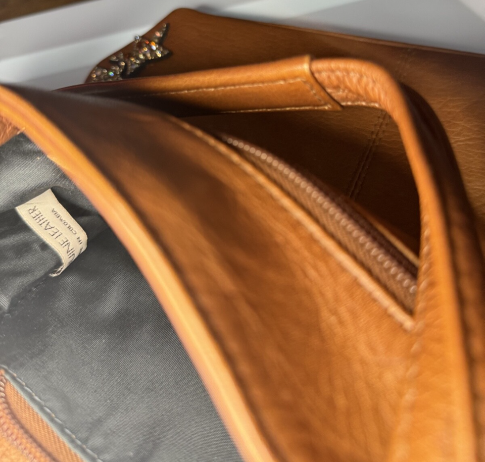 Le Donne Leather Side-Zip Tan Handbag / Purse | eBay