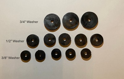 Assorted Rubber Flat Tap Washers for Sink, Bath & Taps Sizes 3/8", 1/2 ...