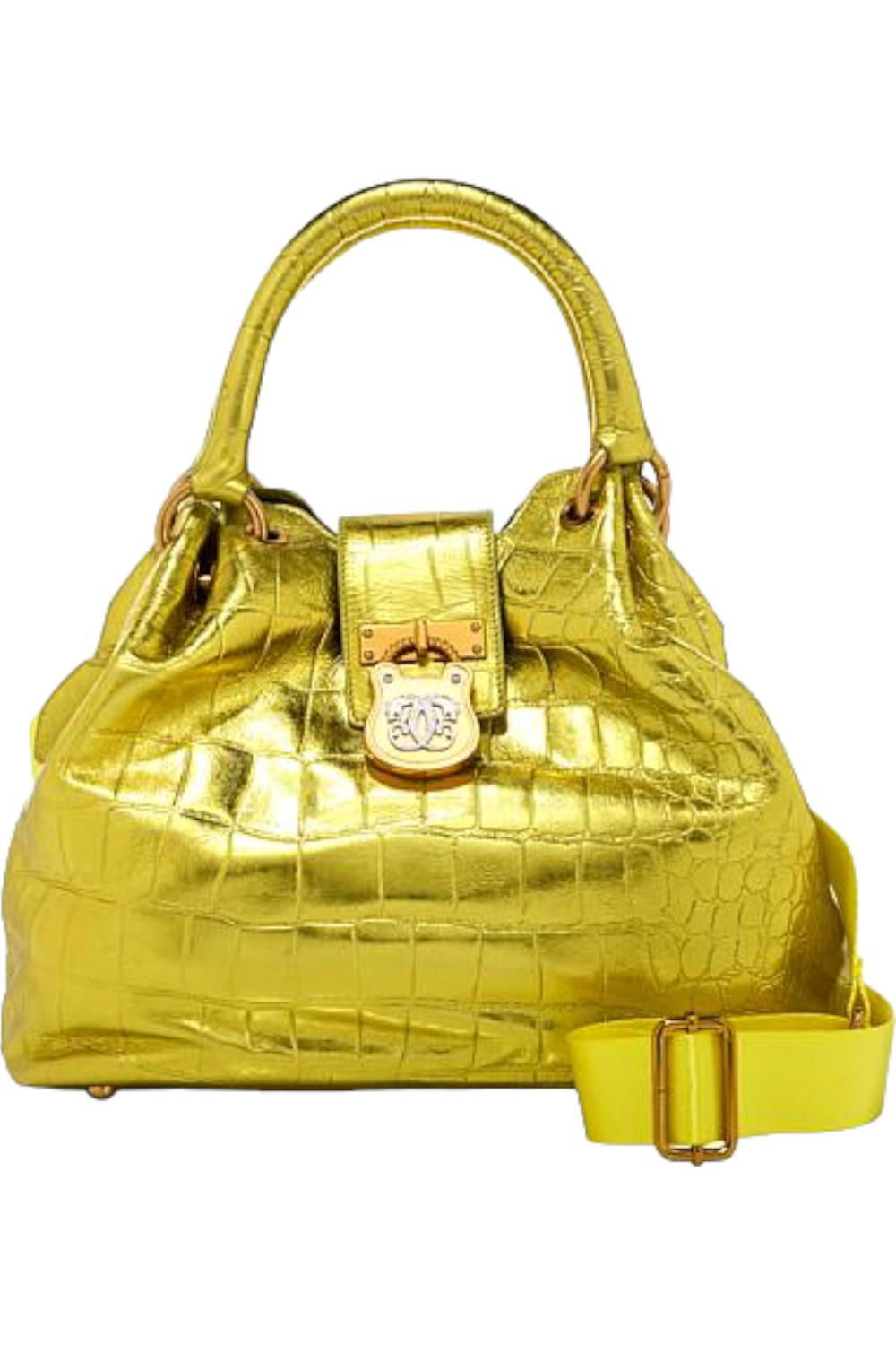 Sharif Legacy Croco Embossed Setosa Leather City Satchel Citron | eBay