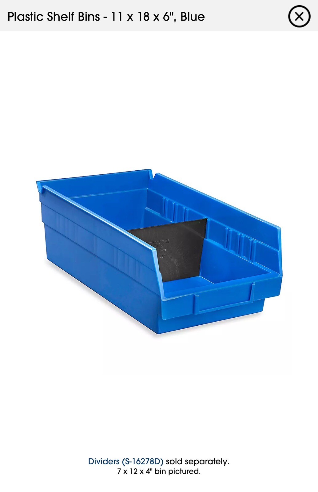 ULINE S-15647BLU Plastic Shelf Bin 11 Blue - 9 Bins Included for sale ...