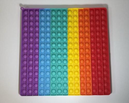 Large Square Pop-It Fidget Toy, Rainbow, Red Orange Yellow Green Blue ...