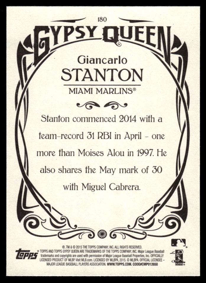 2015 Topps Gypsy Queen Giancarlo Stanton Miami Marlins #180 | eBay