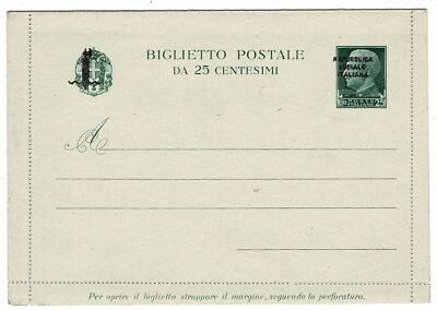 1944 R.S.I. Postal Ticket 25 C. Green Overprinted Bundle New N B35 MF1 ...