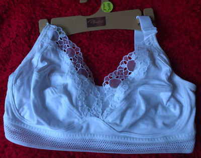Playtex P0AUA Feel Good Support Organic Cotton Full Coverage Bra White ...
