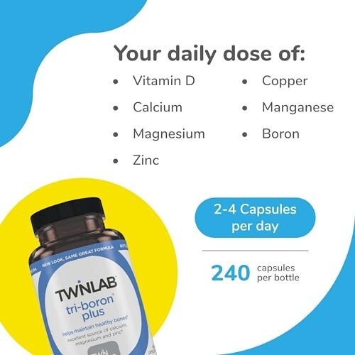 Twinlab Tri-Boron Plus Caps Calcium Supplement Support Bone Health 3 mg ...