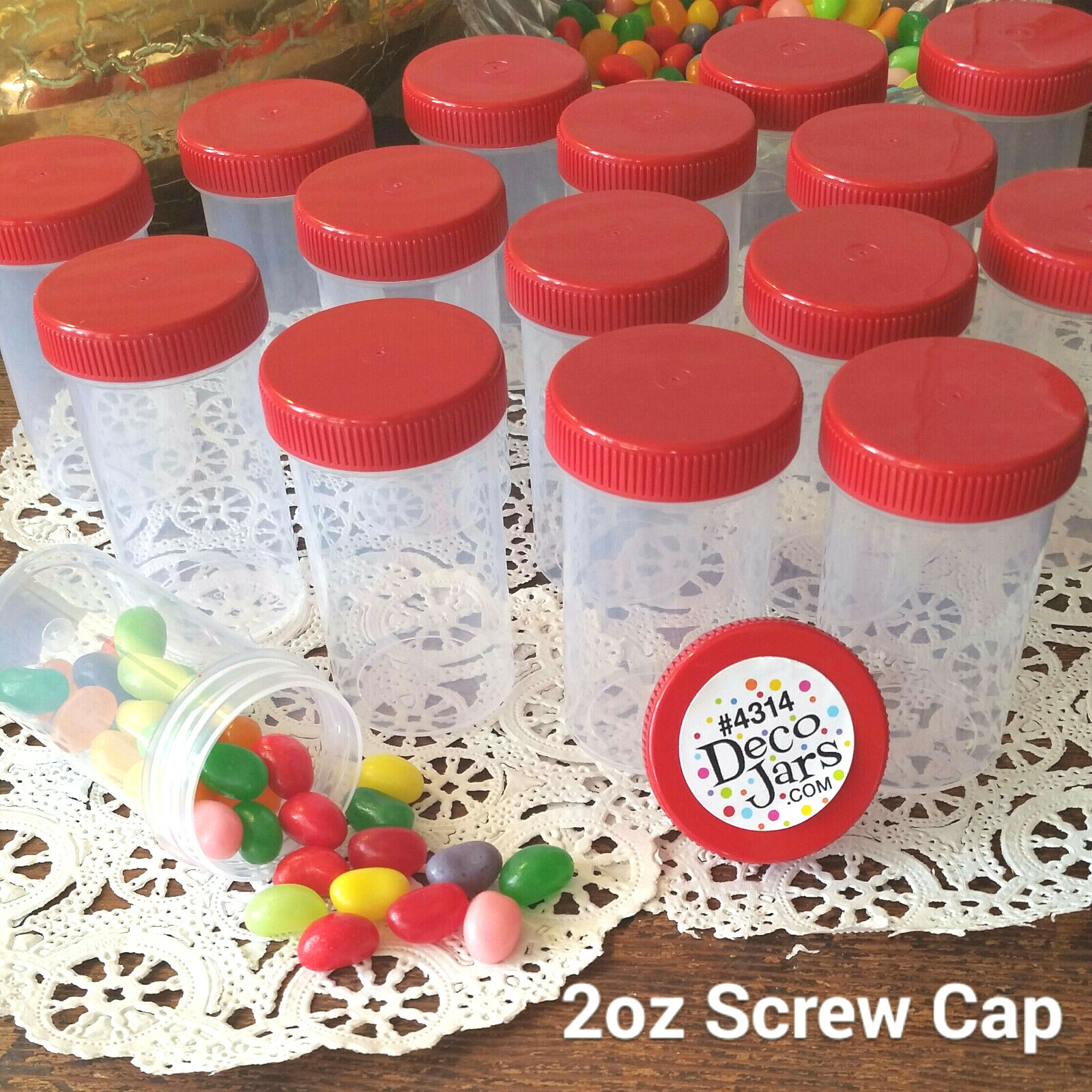 10 Pill Bottle 2oz JARS Plastic Container Party Favors Candy RED Caps ...