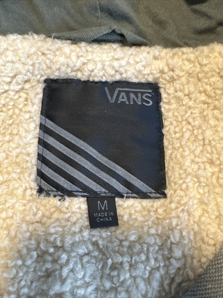Vans M olive hooded longer faux shearling lined coat | eBay