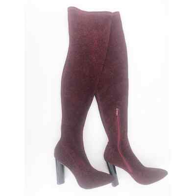 Public Desire Knee High Red Sparkle Boots | eBay