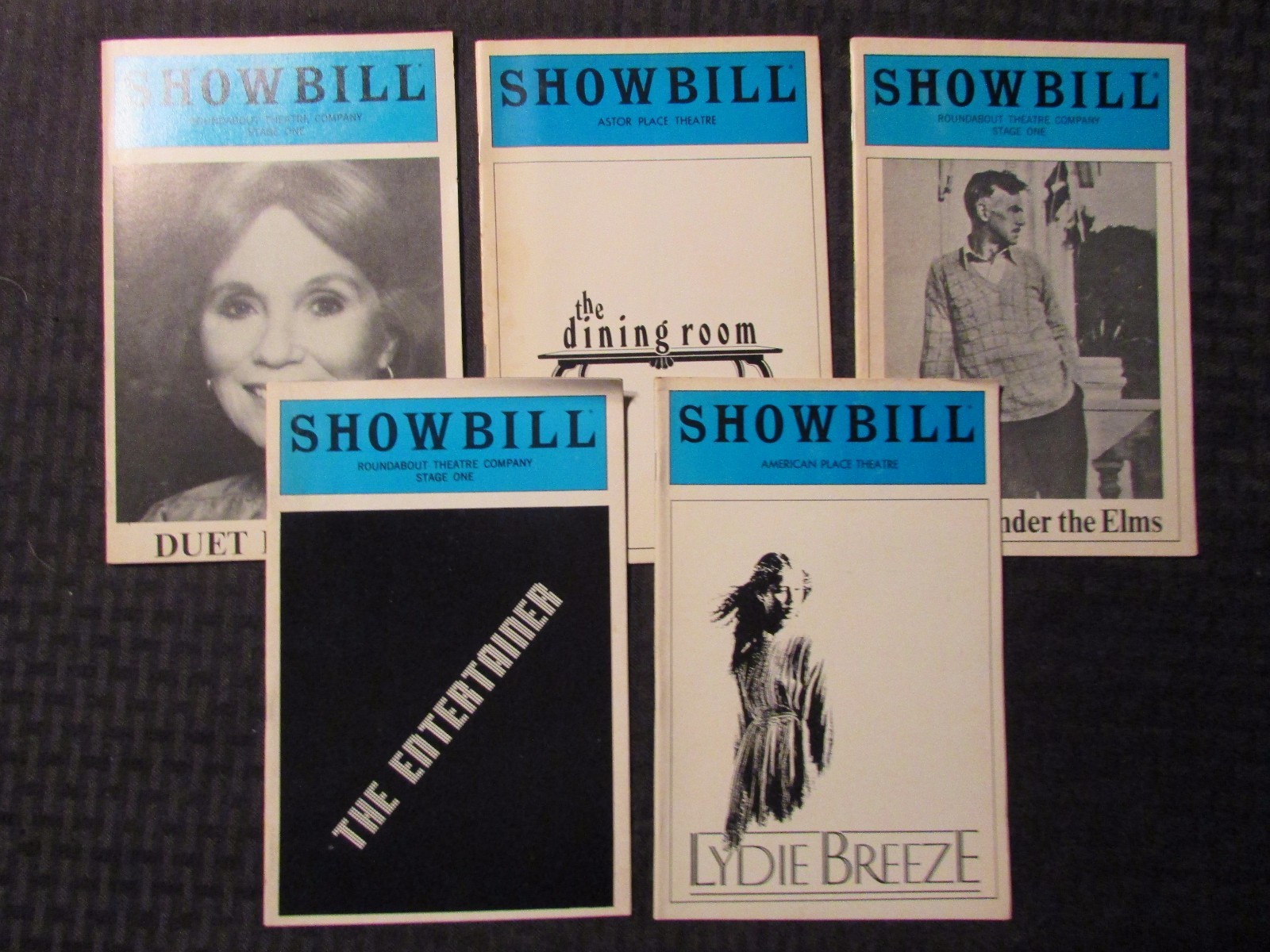 SHOWBILL Magazine LOT of 5 Duet / Entertainer / Lydie / Dinning Room ...