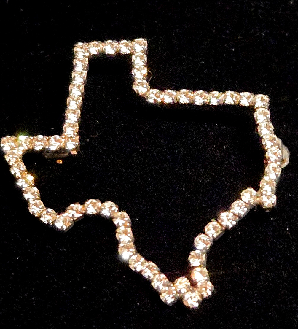 Sparkling Rhinestone Texas Outline Brooch - Gem