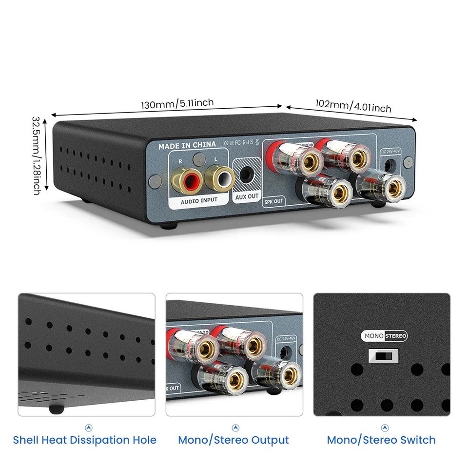 AIYIMA A07 MAX Amplifier 300W x2 TPA3255 Class D, Bridgeable 600W Mono ...