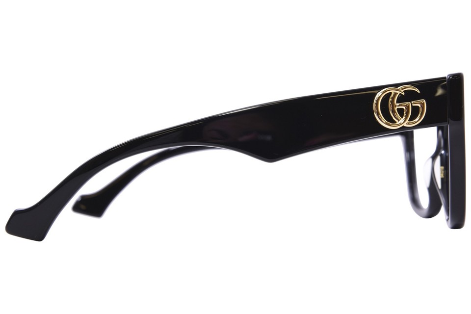 Gucci GG1424O 005 Eyeglasses Frame Women's Black/Gold Full Rim Cat Eye ...