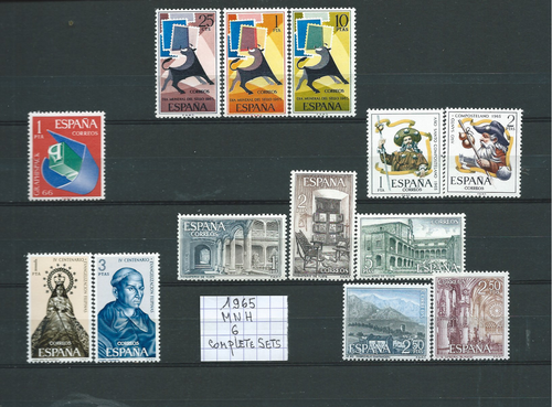 1 ) SPAIN 1965 : ALBUM PAGE WITH 6 COMPLETE SETS STAMPS MNH - THEMATIC ...