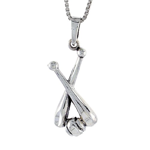 Sterling Silver Baseball Bats Pendant / Charm, Italian Box Chain | eBay