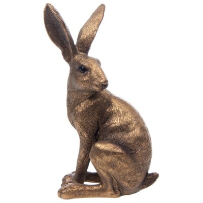 Leonardo Resin Bronzed Sitting Hare Rabbit Animal Decorative Ornament ...