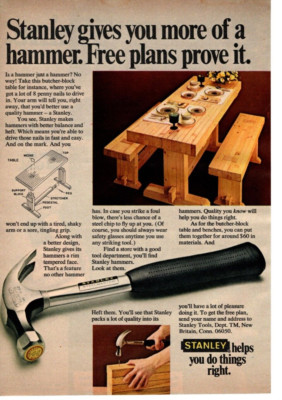 1974 STANLEY HAMMER PRINT AD VINTAGE TOOL HARDWARE ADVERT | eBay