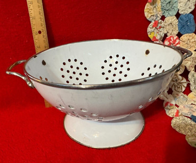 White Enamel Colander | eBay