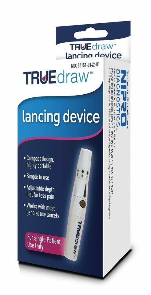 Truedraw Lancing Device Pen Diabetic Blood Glucose Test Single Use 1 ct ...