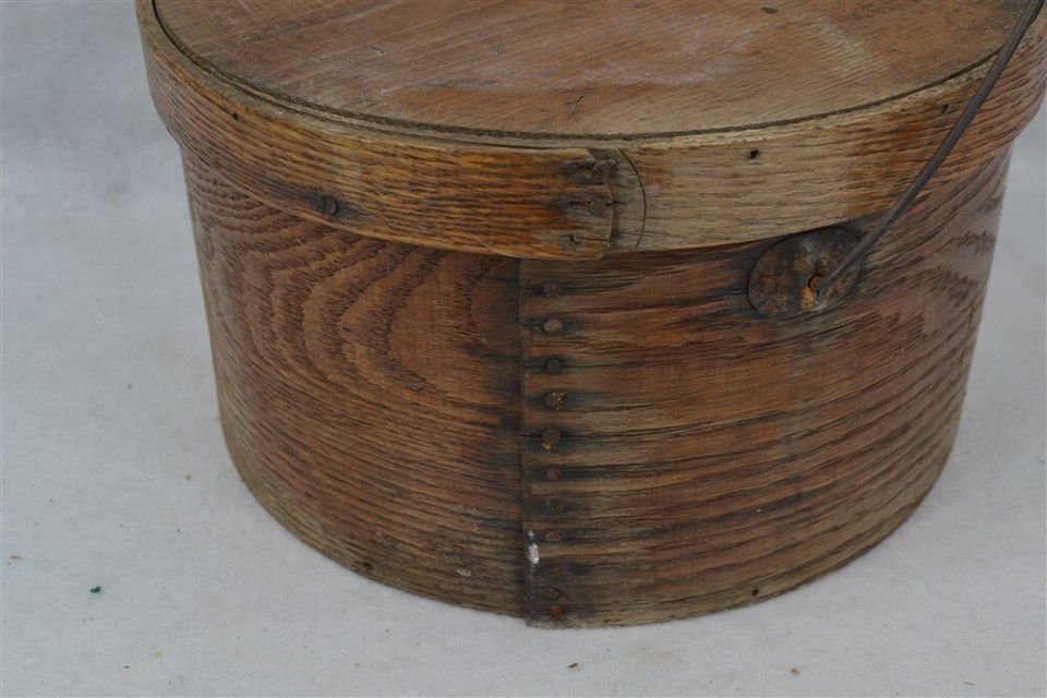 antique pantry box carry handle lid bent wood 11 x 6.5 original 19th ...