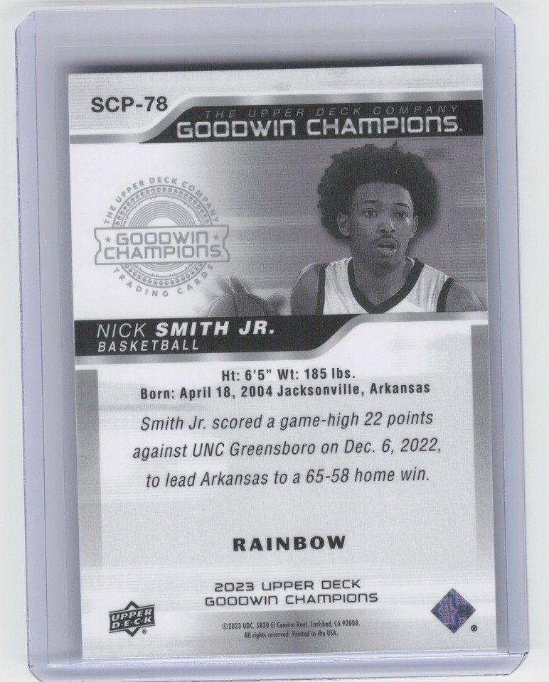 2023 UD Goodwin Champions #SCP-78 Nick Smith Jr. Splash of Color ...