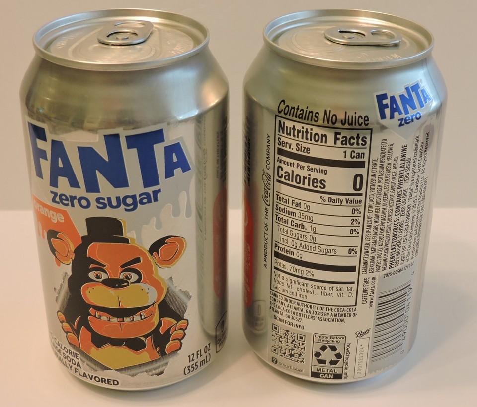 2025 FIVE NIGHTS AT FREDDY'S 2 FANTA ZERO SUGAR FREDDY FAZBEAR 12oz CAN ...