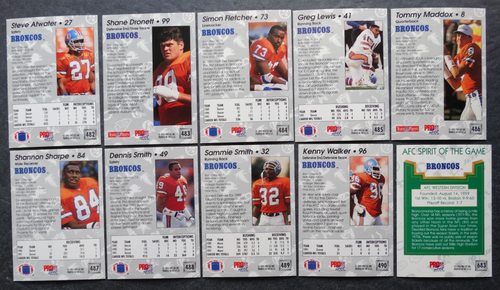 1992 Pro Set Series 2 Denver Broncos Team Set of 10 Football Cards | eBay