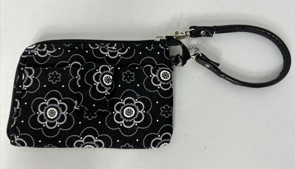 Thirty One Fabric Wallet Clutch Black & White Flowers Zip Pockets | eBay