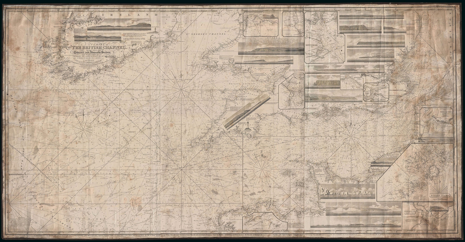 1838 Norie Blueback Chart / Map of the English Channel and South ...