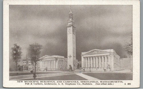 Vintage c1920 Postcard: New Municipal Buildings & Campanile Springfield ...