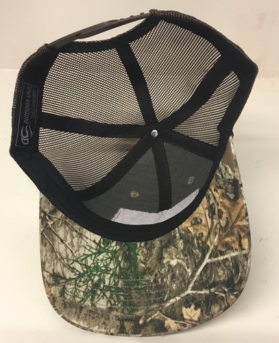 Real Tree Camp Leather Logo Badge Mesh Trucker SnapBack Hat Cap New W ...