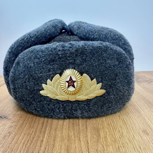 Officer Winter Hat Soviet Military Size 56 USSR Ushanka Army Cap ...