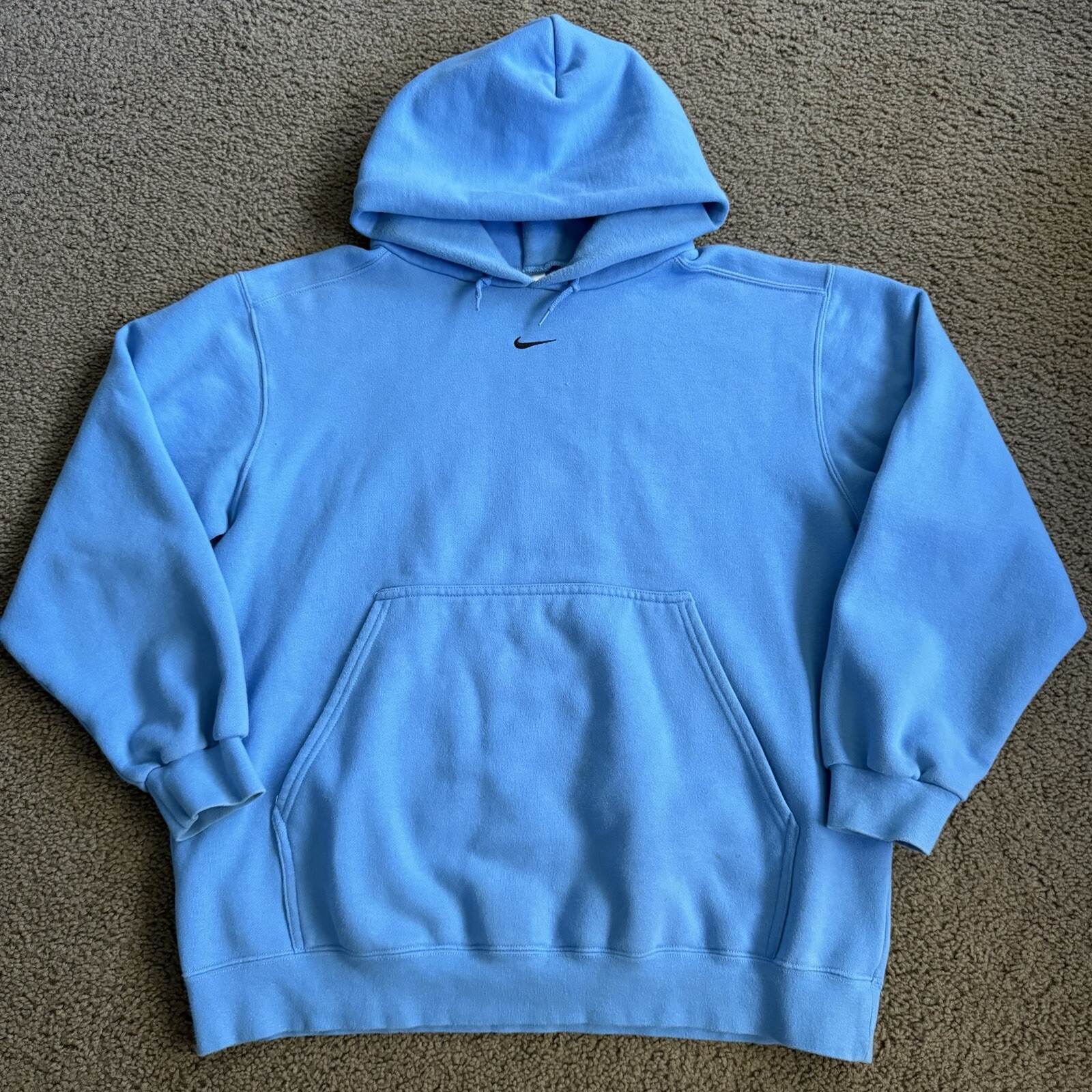 Vintage 90s Nike Center Swoosh Baby Blue Hoodie Size … - Gem