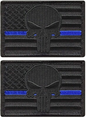 Swat Police USA Flag Thin Blue Line Leo Tactical Patch - 2PC Hook ...