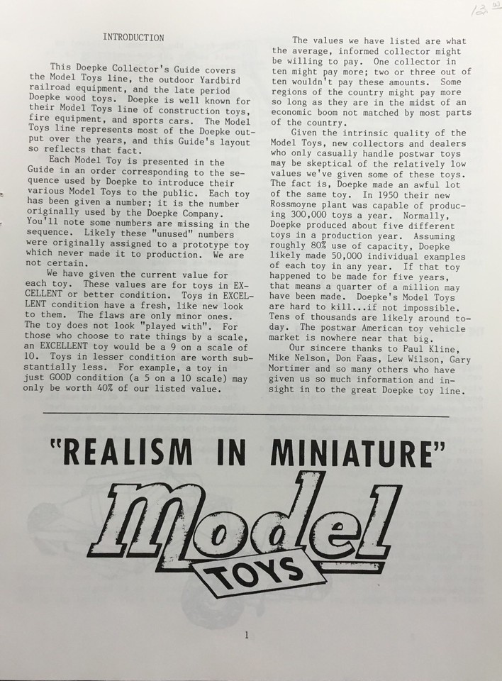 McElwee's Collector Guide #4 Doepke Model Toys 1988 Reproduction | eBay