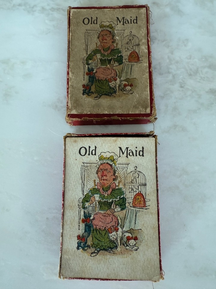 ANTIQUE 'OLD MAID' PLAYING CARDS -COMPLETE SET PLUS INSTRUCTIONS - 49 ...