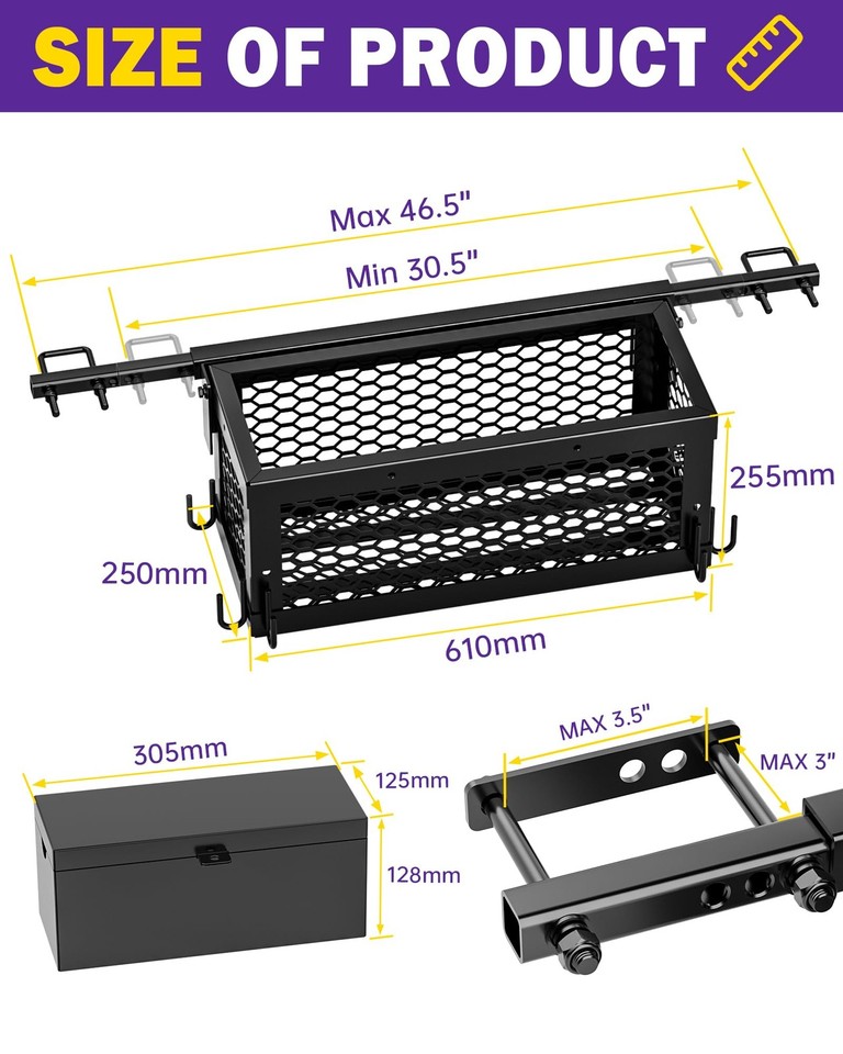 Heavy Duty Tractor Tool Box, Universal Tractor Basket with Tray ...