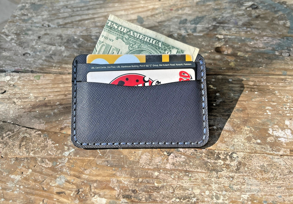 Mens Leather Minimalist Small Wallet Credit Card Slots Holder Front ...