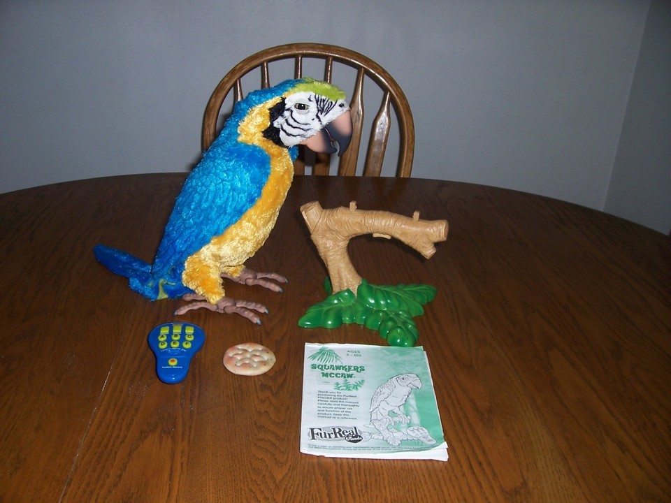 Fur real Friends Squawkers McCaw Talking Parrot with remote, perch ...