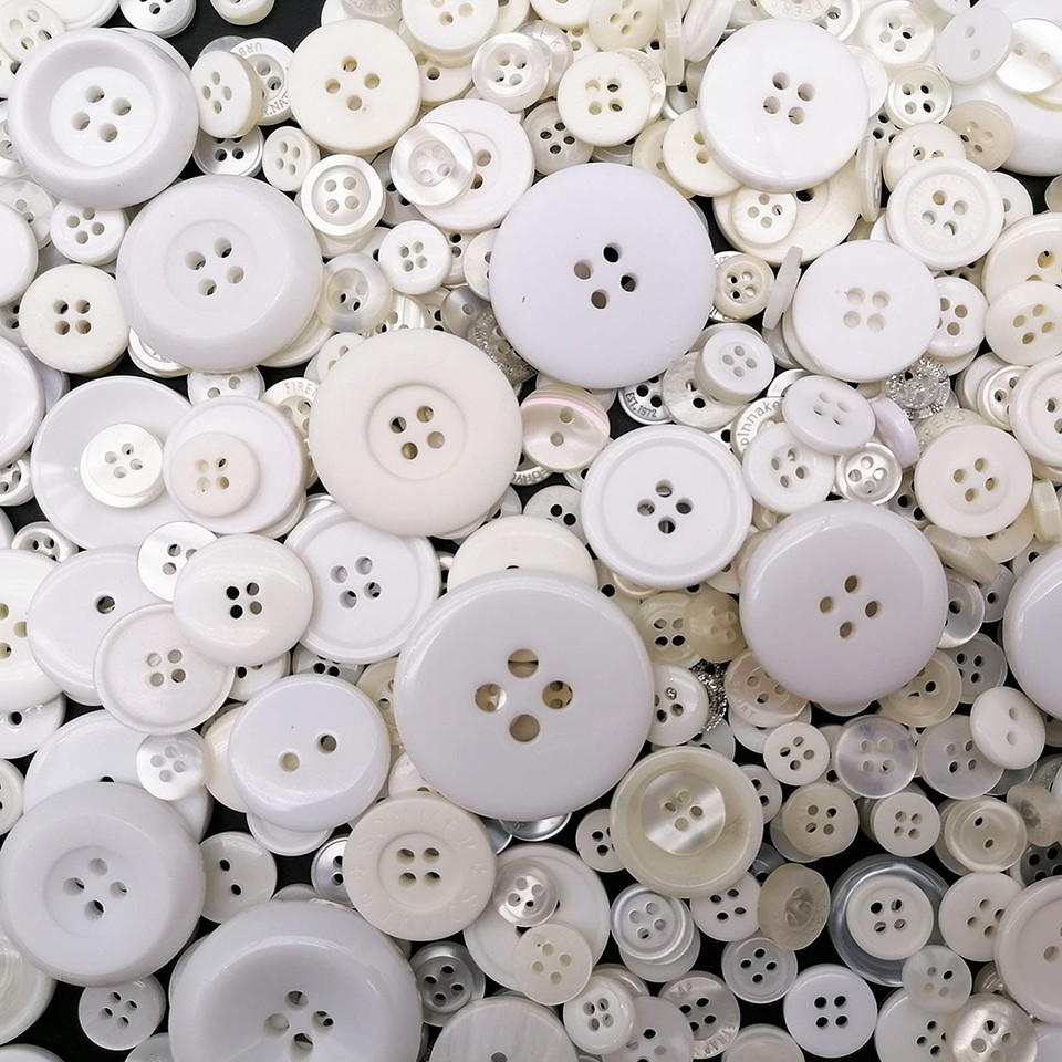 600-700Pcs White Buttons for Crafts Bulk White Craft Buttons Assorted ...