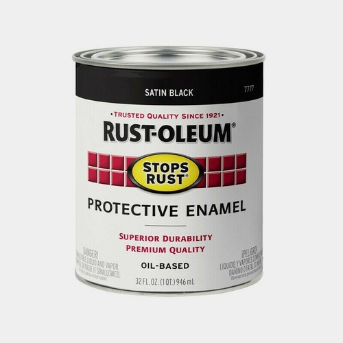 Rust-Oleum SATIN BLACK 1qt Stops Rust Smooth PROTECTIVE ENAMEL Oil-Base ...