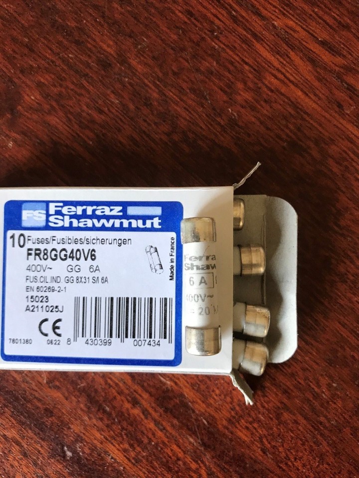 Ferraz Shawmut Fuses FR8GG40V6 400V GG 6A 8x31 Box of 10no. | eBay