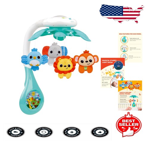 2025 Baby Crib Mobile with Volume Control & Light Projector for Ideal ...